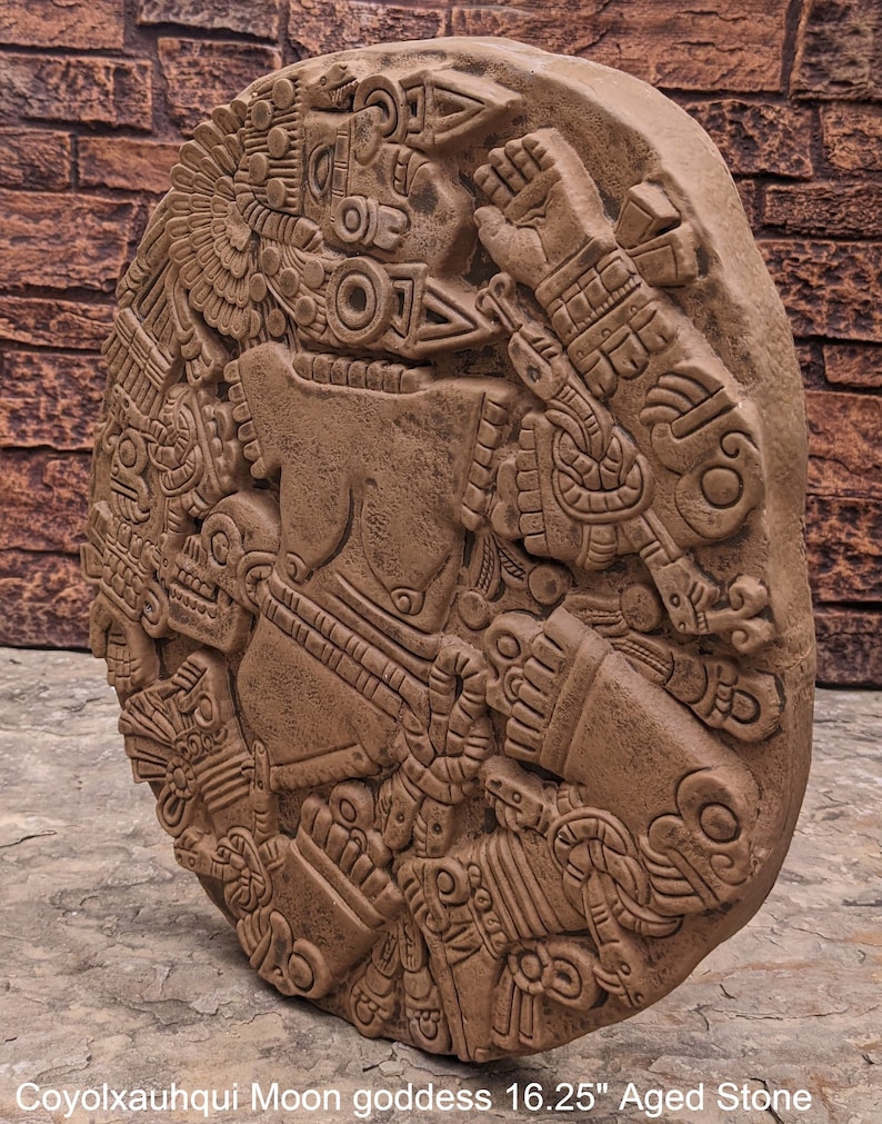 Aztec Maya Artifact Coyolxauhqui Moon Goddess Sculpture Statue 16.25 ...