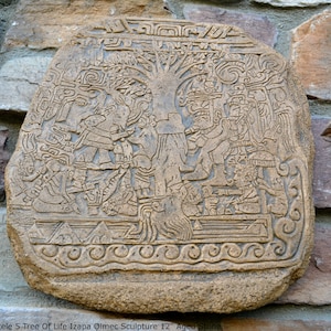 Aztec Mayan Stele 5 Tree of Life Izapa Olmec Sculpture Wall Plaque 14 ...