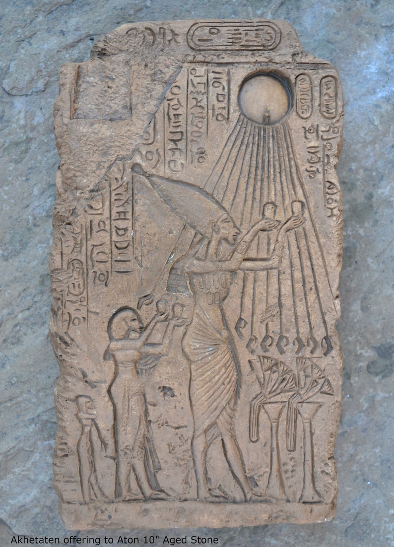 History Egyptian Akhetaten Offering to Aton 10" Hieroglyph Sculptural ...