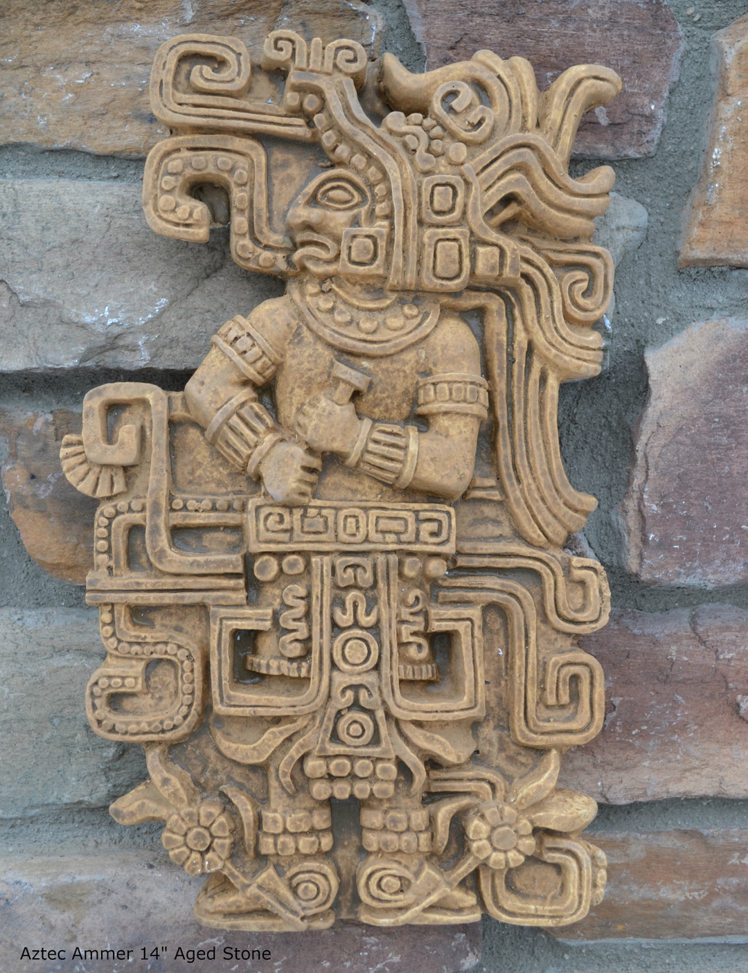 Aztec Mayan Ammer Sculptural Wall Relief Plaque 14" Www.neo-mfg.com ...
