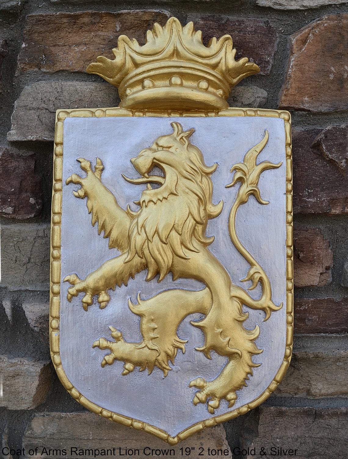 Decor Coat of Arms Rampant Lion Crown Wall Plaque Sign - Etsy