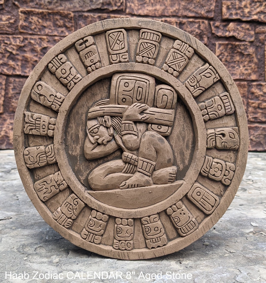 MAYAN AZTEC Haab Zodiac CALENDAR Sculptural Wall Relief Plaque 8" Www ...