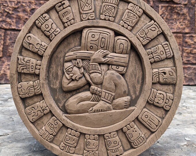 MAYAN AZTEC Haab Zodiac CALENDAR Sculptural Wall Relief Plaque 8" Www ...