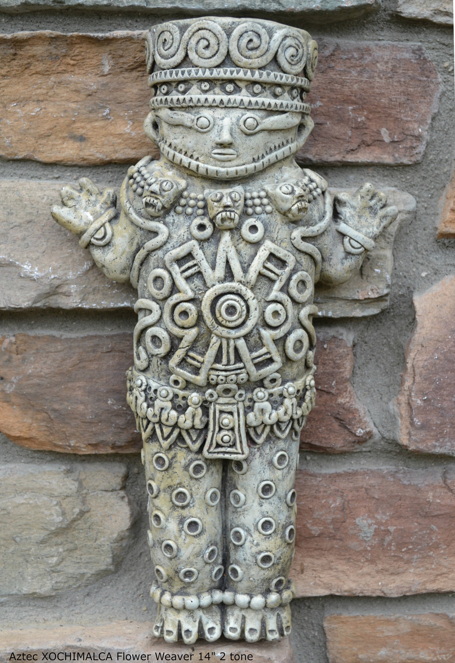 Aztec Mayan XOCHIMALCA Flower Weaver Statue Sculpture Artifact Carved ...