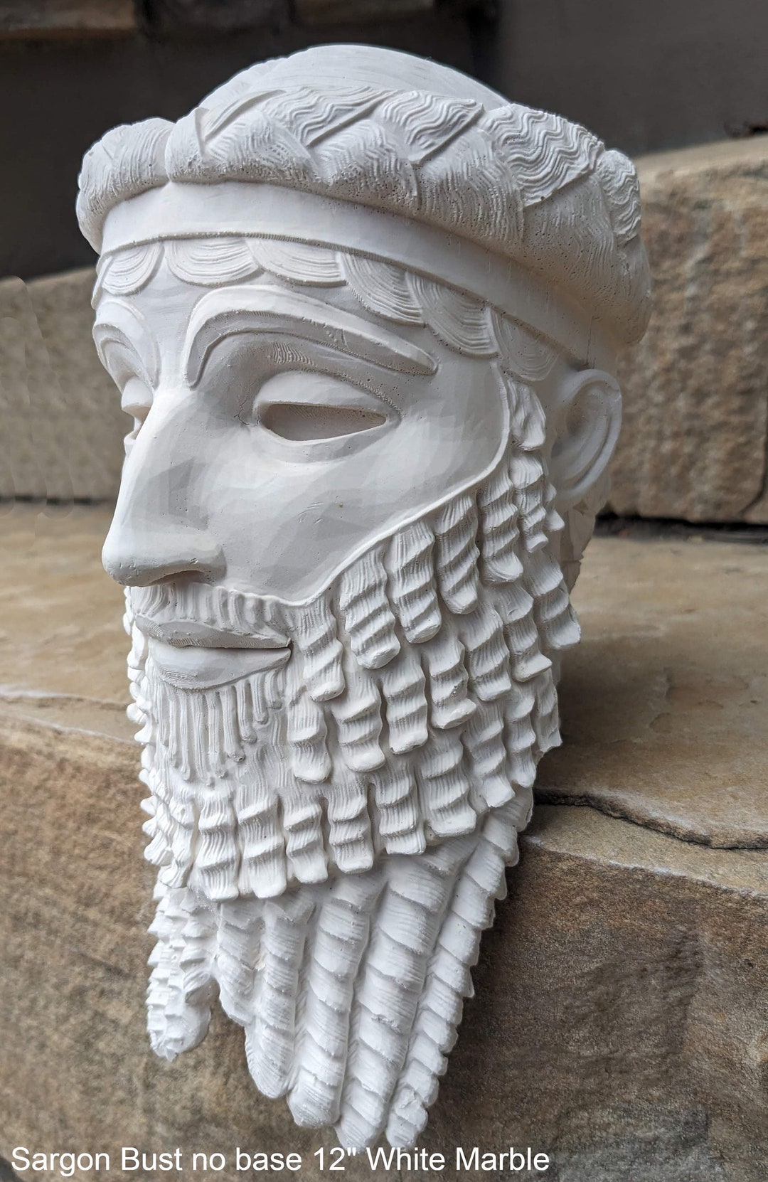 Assyrian King Sargon Bust Carved Persian Sculpture Statue Sculpture ...