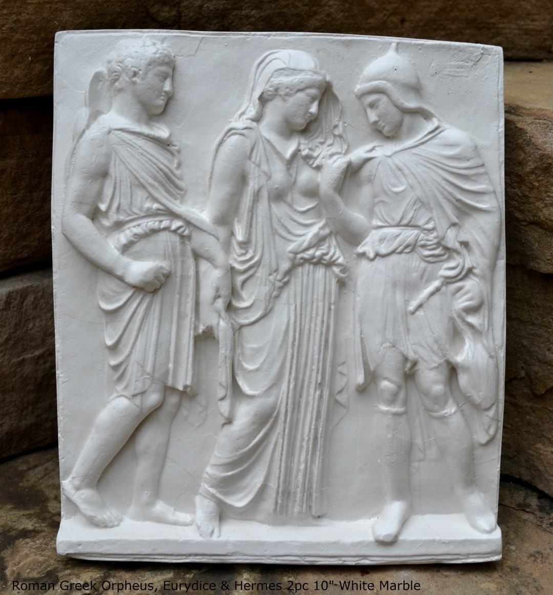 Roman Greek Orpheus, Eurydice and Hermes Figure Sculptural Wall Frieze ...