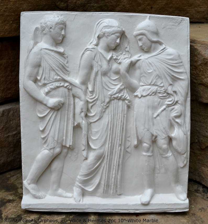 Roman Greek Orpheus, Eurydice and Hermes Figure Sculptural Wall Frieze ...