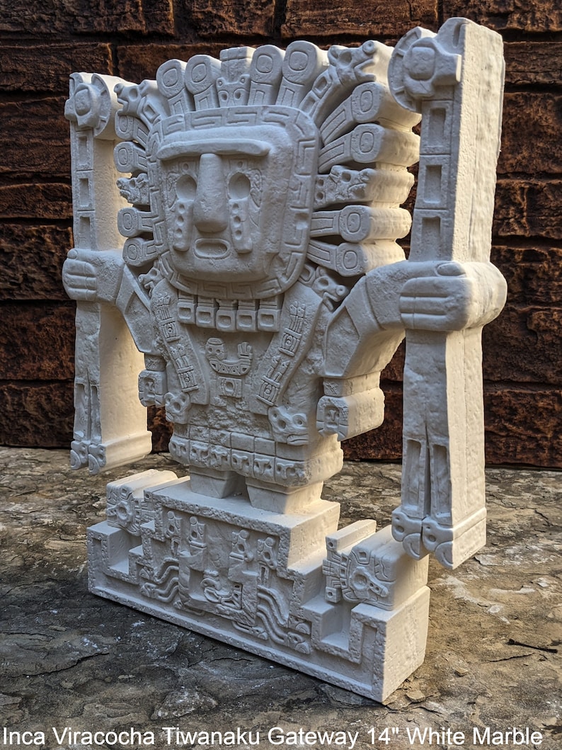 Inca Viracocha Tiwanaku Gateway Sun Sculptural Wall Relief Plaque 14 ...