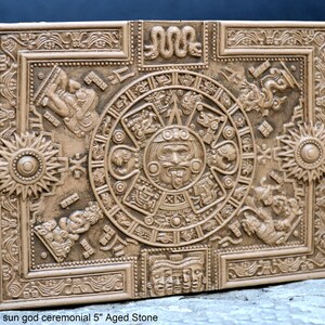 Aztec Mayan Tonatiuh Sun God Ceremonial Relief Sculpture Wall Plaque ...