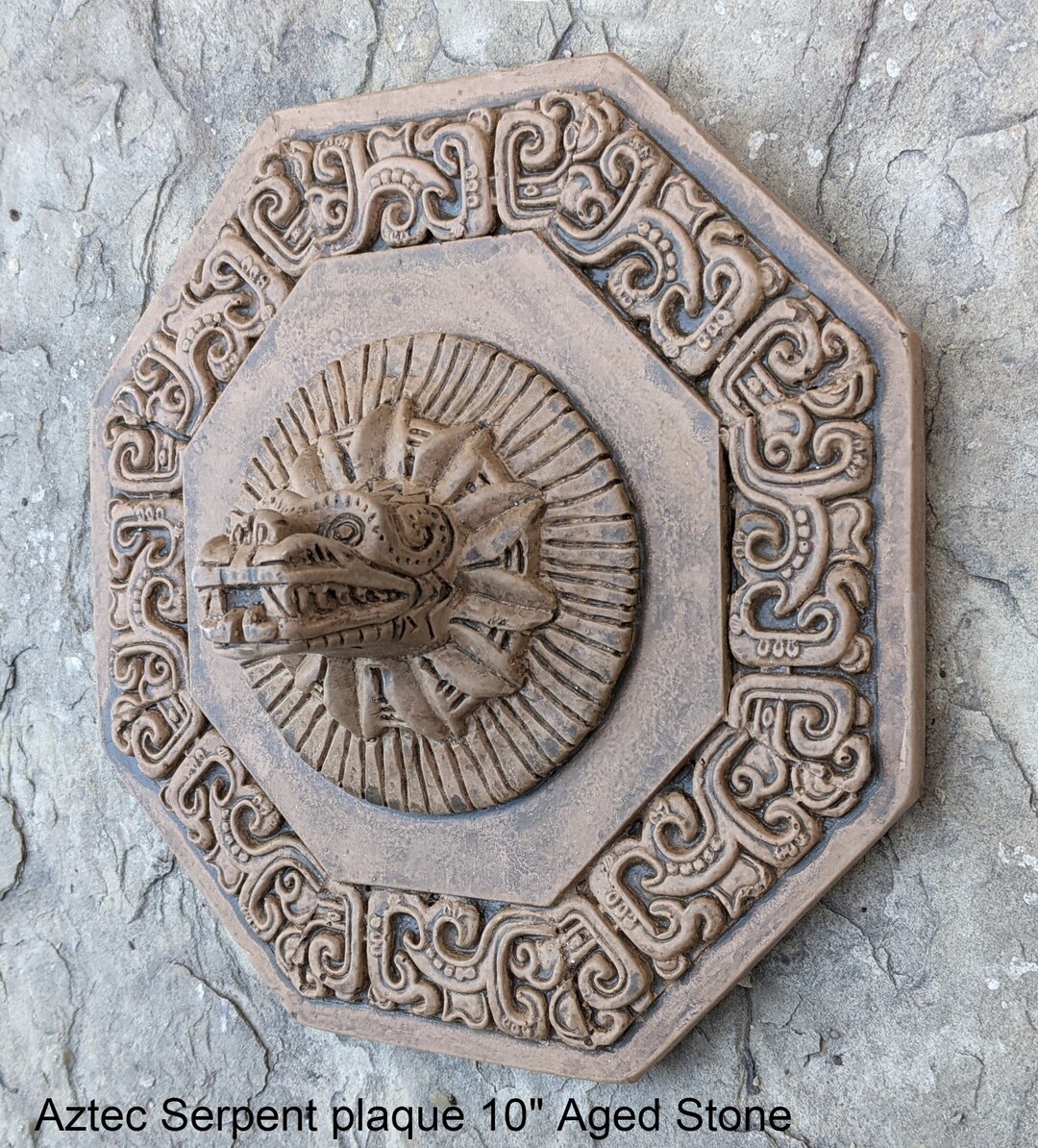 Aztec Maya Mesoamerica Serpent Bust Head on Plaque Sculpture Wall Www ...