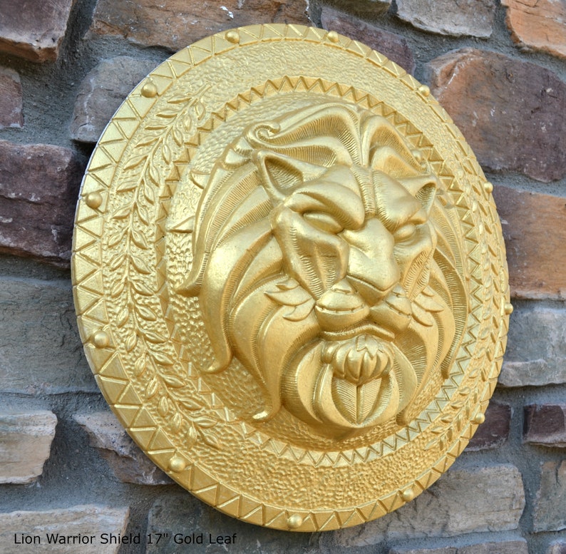 Roman Greek Lion Warrior Shield Sculpture Statue Www.neo-mfg.com 17" - Etsy