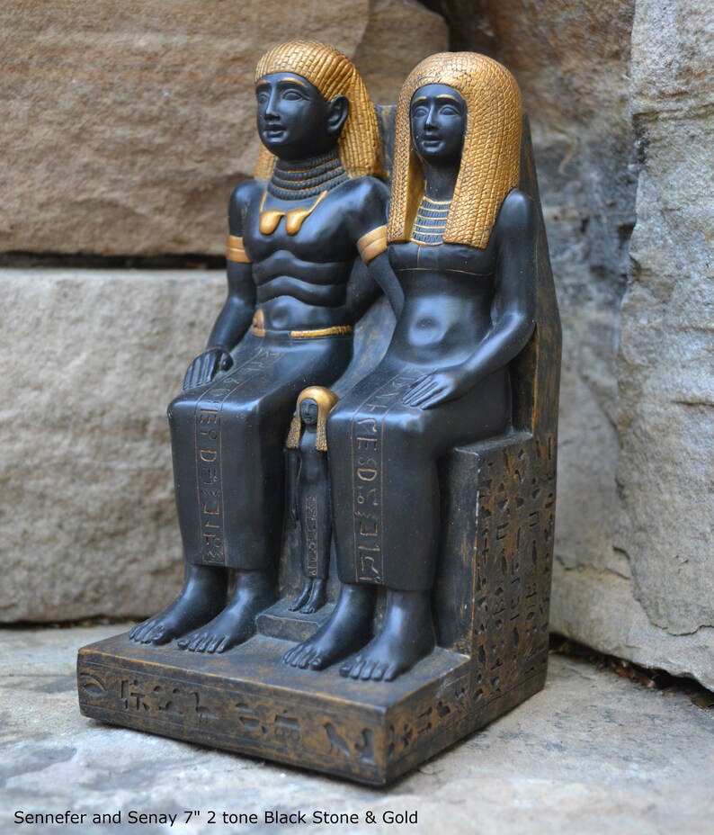 Egyptian Sennefer and Senay Seated Sitting Statue Sculpture 7" Www.neo ...