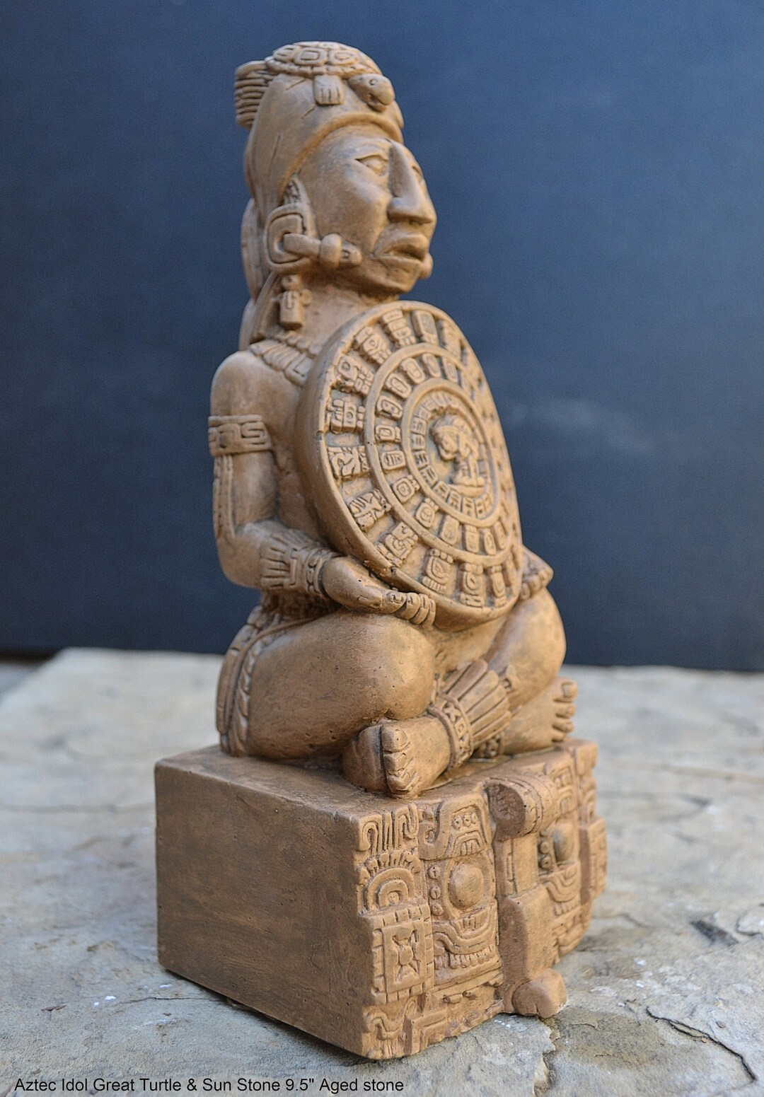 Aztec Mayan Idol Great Turtle & Sun Stone 9.5" Statue Sculpture Www.neo-mfg.com Maya - Etsy