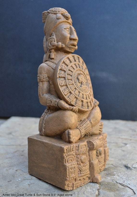 Aztec Mayan Idol Great Turtle & Sun Stone 9.5 Statue | Etsy