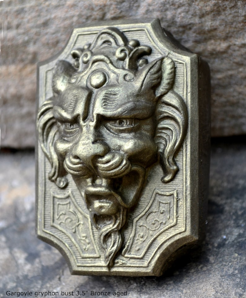 Gargoyle Gryphon Bust Sculpture Wall Plaque Www.neo-mfg.com 3.5" Home ...