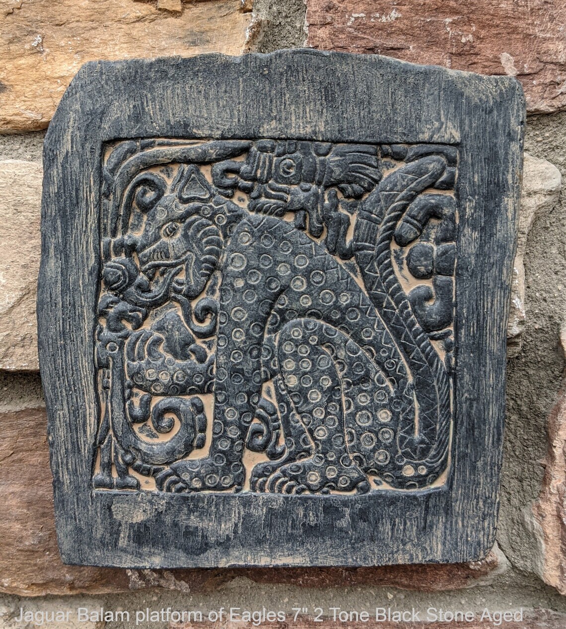 Aztec Mayan Jaguar Balam Cat Sculpture Wall Plaque Carving 7" Www.neo ...