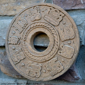 History Aztec Maya Long Count calendar Glyph Artifact Carved | Etsy
