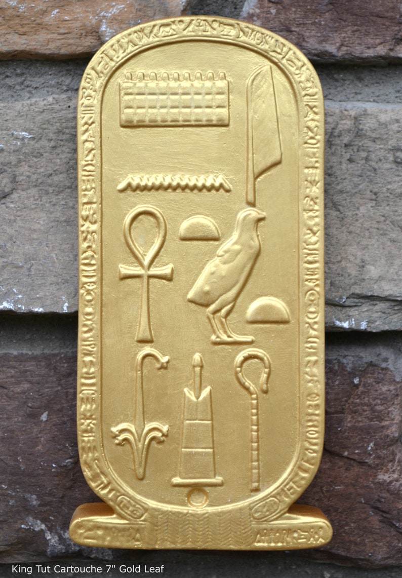 Egyptian King Tut Cartouche Tomb Artifact Carved Sculpture Statue 7" Ww ...