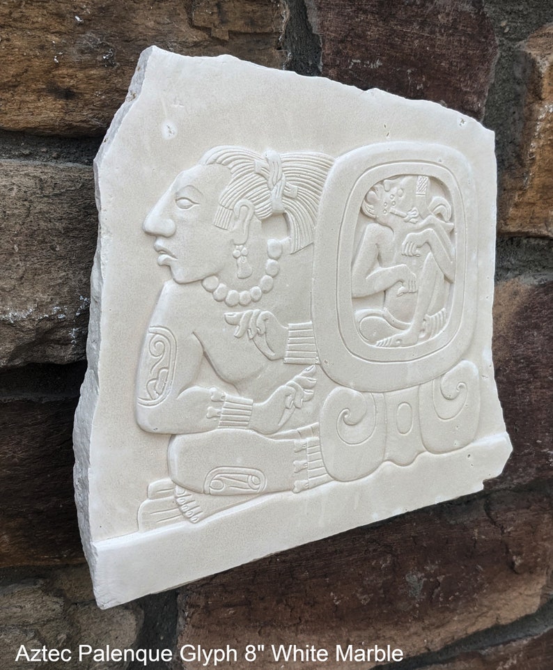 History Aztec Mayan Palenque Glyph Sculptural Wall Relief Plaque 8" Www ...