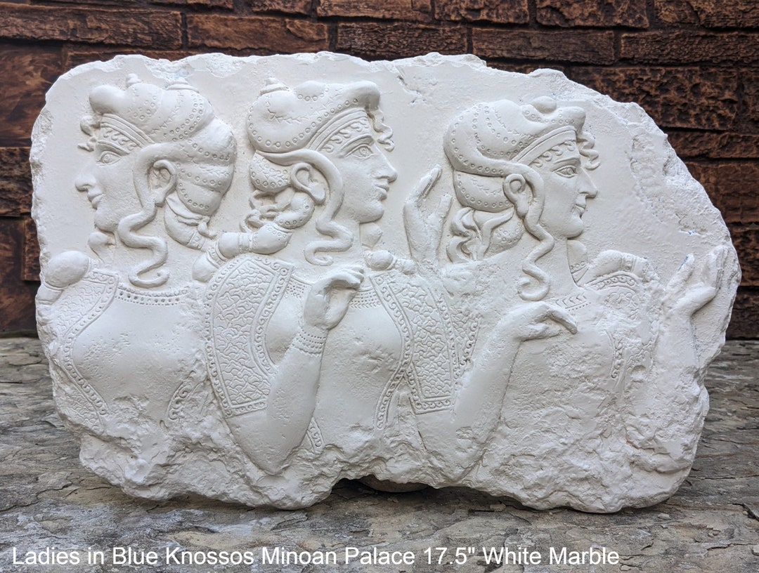 Ladies in Blue Knossos Minoan Palace Wall Plaque Sculpture Fragment 17. ...