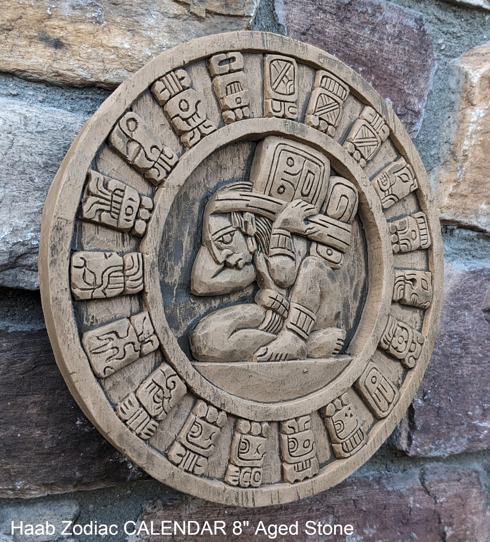 MAYAN AZTEC Haab Zodiac CALENDAR Sculptural Wall Relief Plaque 8" Www ...