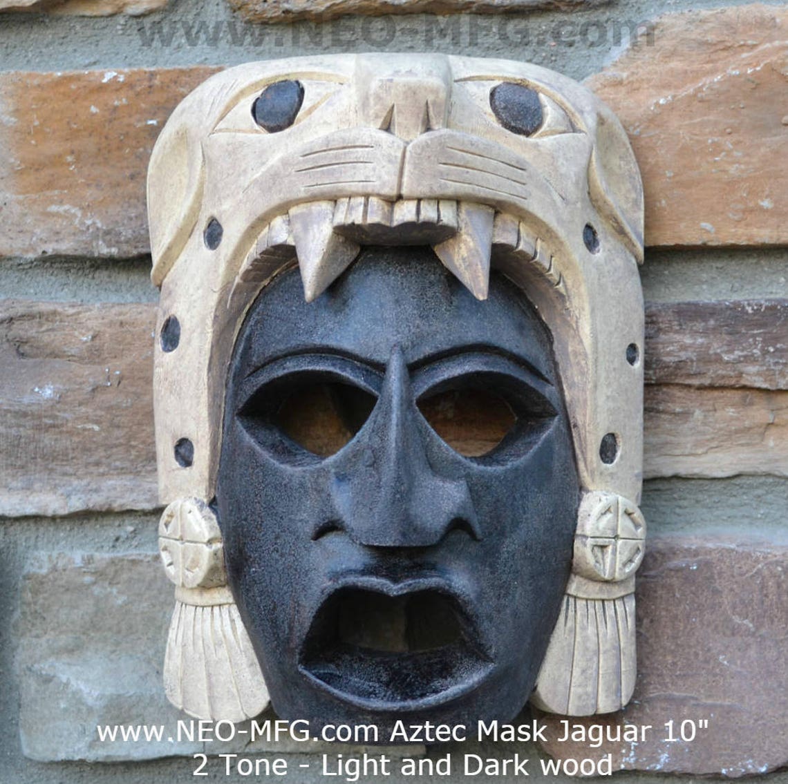 History Aztec Maya Artifact Warrior mask Jaguar Sculpture | Etsy