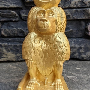 Egyptian Thoth Baboon Seated W/ Lunar Disc Sculpture Statue 7.5" Www ...