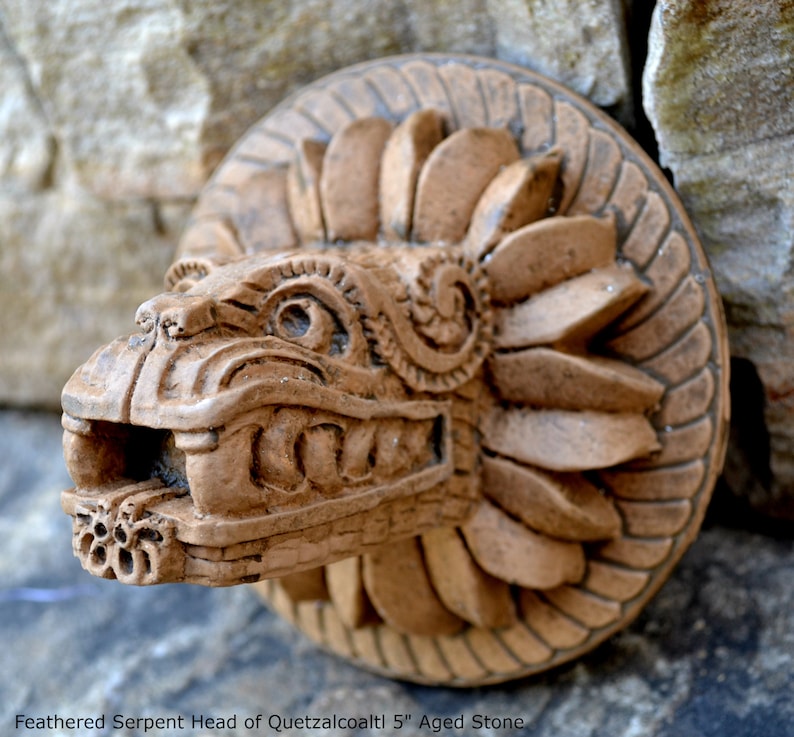 History Feathered Serpent Head of Quetzalcoaltl Aztec Maya Artifact ...
