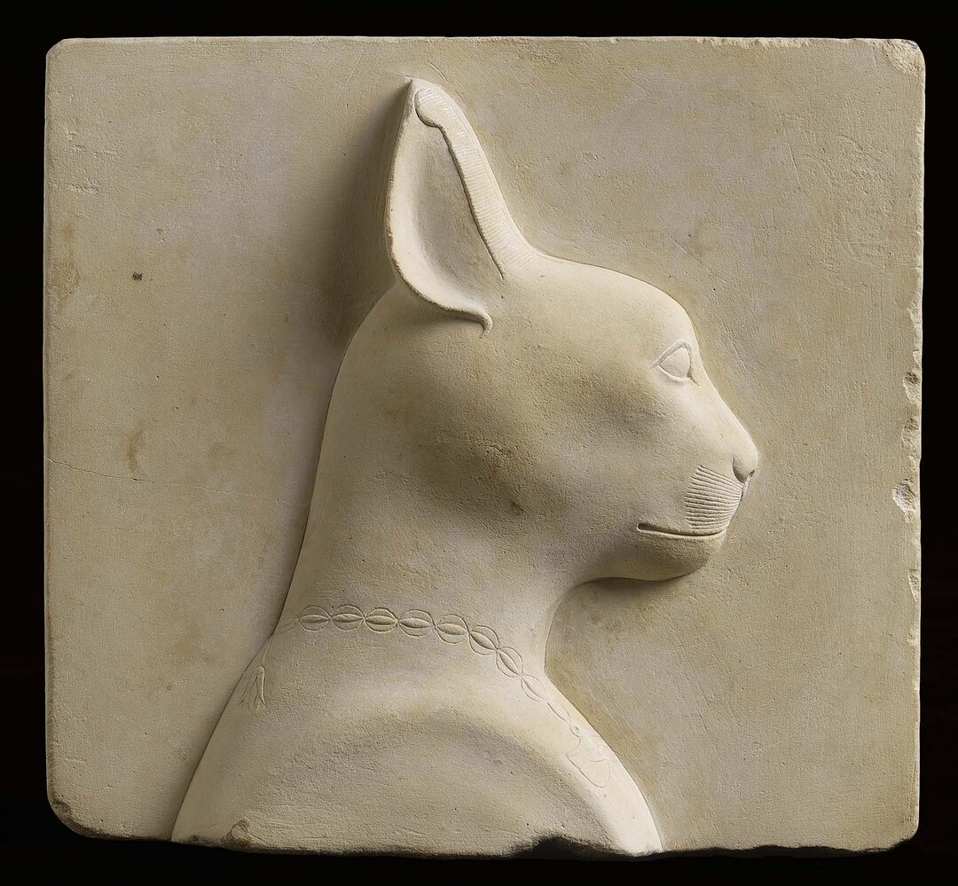 History Egyptian Bastat Cat Votive Sculptural Wall Relief Bust Neo-mfg ...