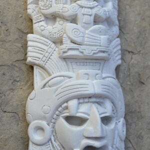 History Aztec Maya Artifact Warrior Mask Jaguar Sun Moon Sculpture ...