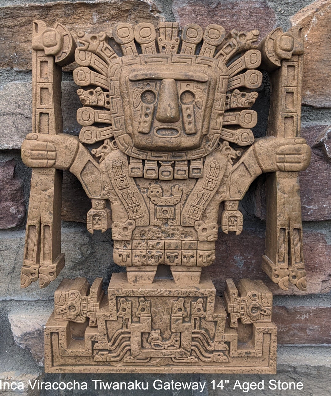 Inca Viracocha Tiwanaku Gateway Sun Sculptural Wall Relief Plaque 14 ...