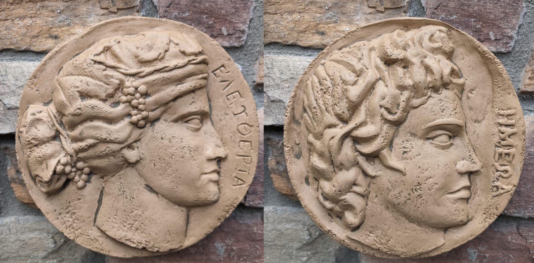 Roman Greek Apollo & Diana Freedom Coin Sculptural Wall Relief Plaque ...