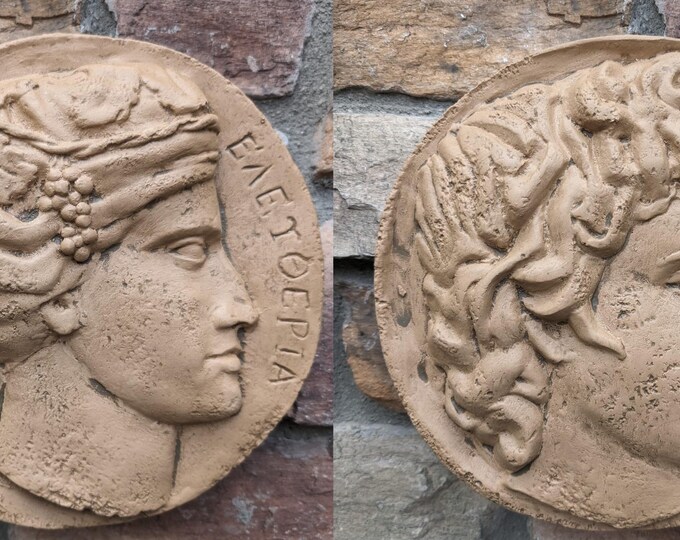 Roman Greek Apollo & Diana Freedom Coin Sculptural Wall Relief Plaque ...