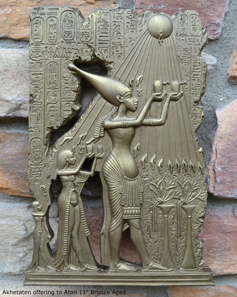History Egyptian Akhetaten Offering to Aton Aten Hieroglyph Sculptural ...