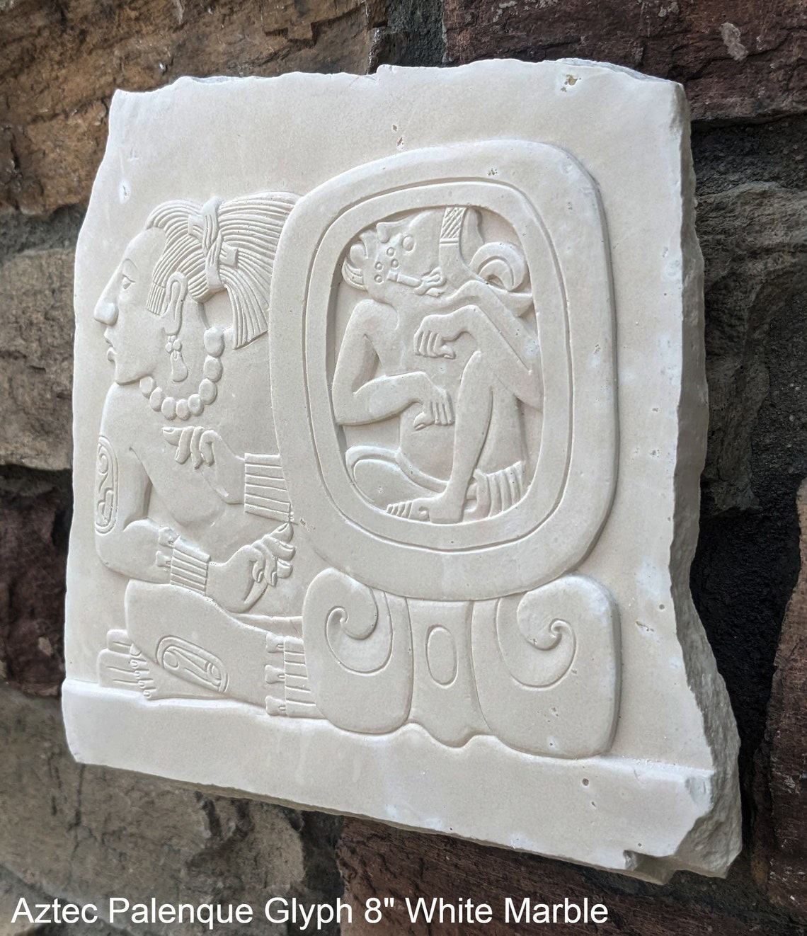 History Aztec Mayan Palenque Glyph Sculptural Wall Relief Plaque 8" Www ...
