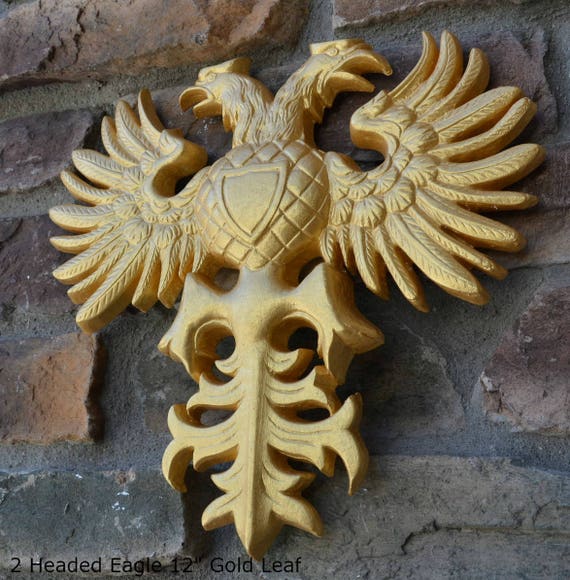 Phoenix double headed Eagle Coat of Arms sculpture wall frieze | Etsy