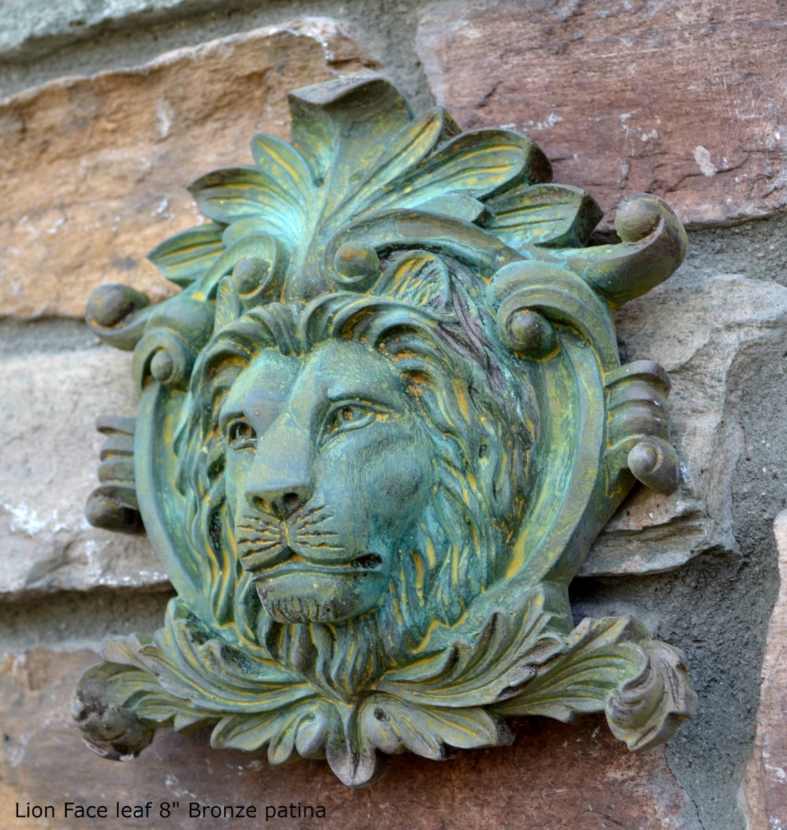 Animal Lion Face Leaf Plaque Fragment Relief Www.neo-mfg.com 8" Home ...