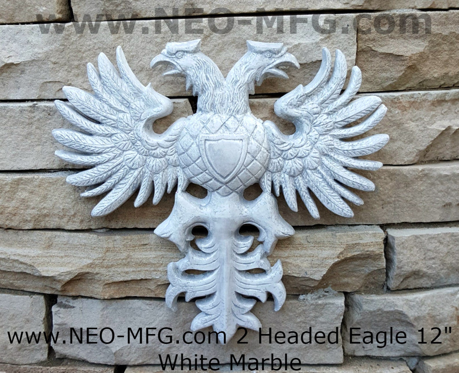 Phoenix Double Headed Eagle Coat of Arms Sculpture Wall Frieze | Etsy