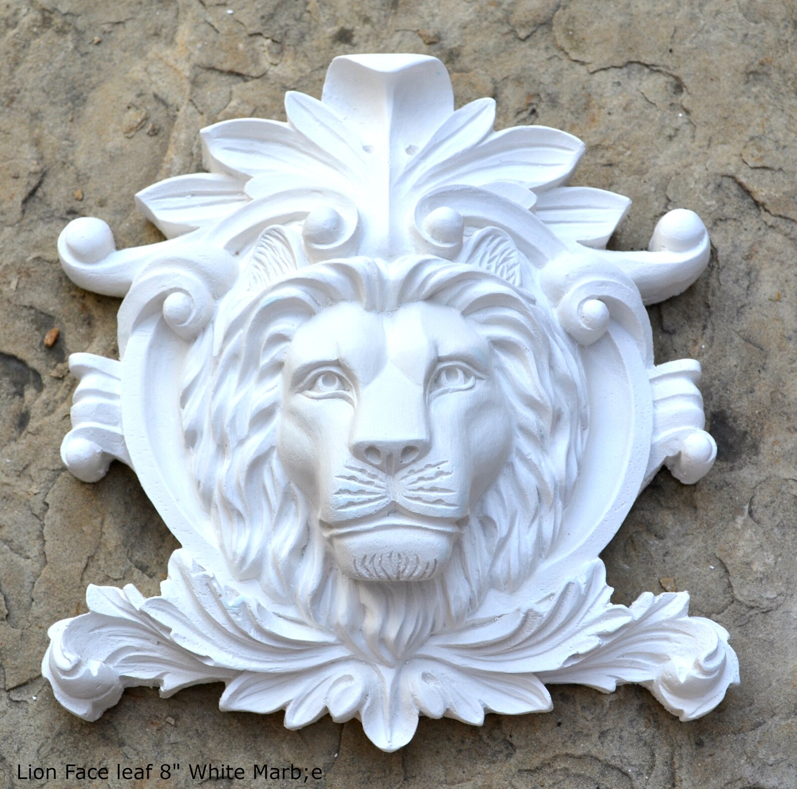 Animal Lion Face Leaf Plaque Fragment Relief Www.neo-mfg.com 8" Home ...