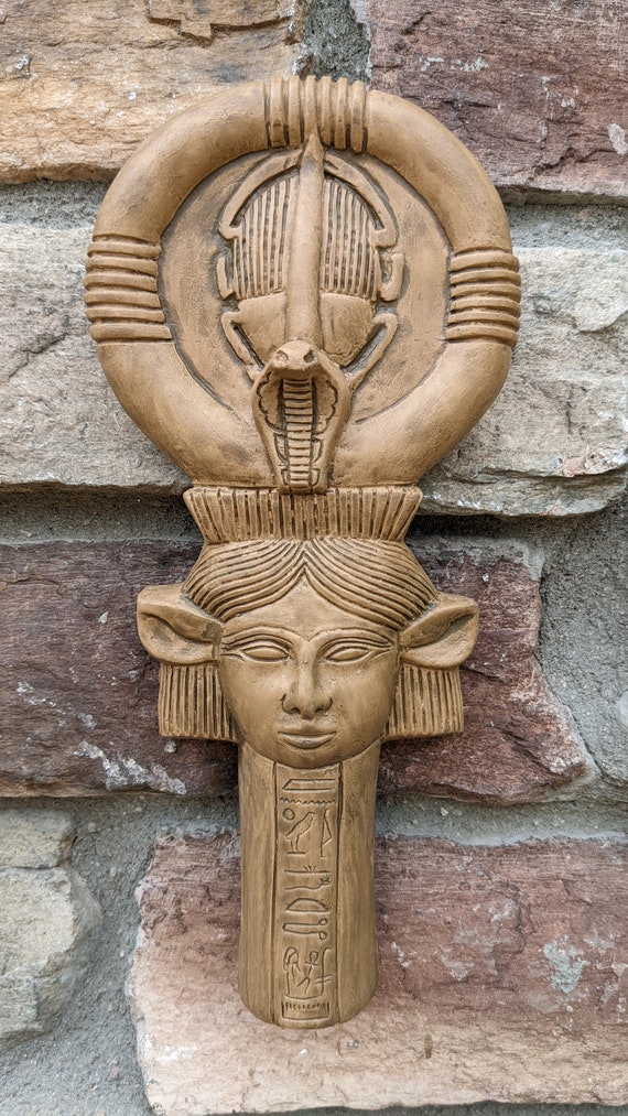 Egyptian Ankh Key of Life Goddess Hathor Sculpture Carving - Etsy