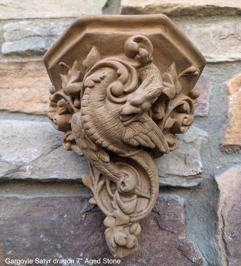 Gargoyle Satyr Dragon Wall Shelf Corbel Grotesque Goblin Sculpture Www ...