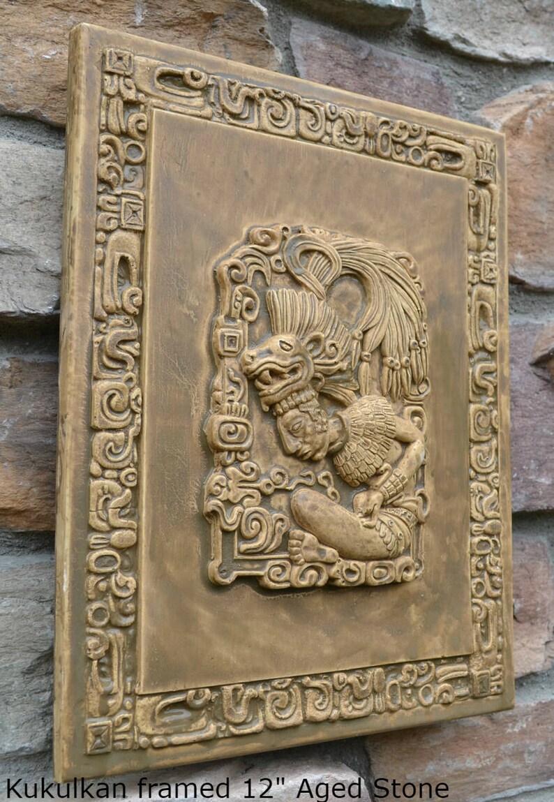 History Aztec Maya Kukulkan Framed Stone Sculpture Statue - Etsy