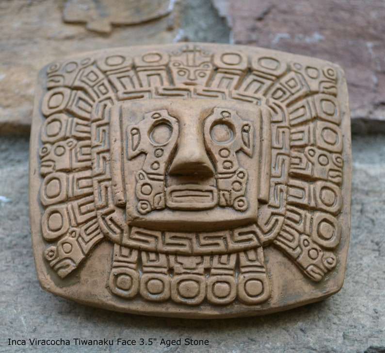 Inca Viracocha Tiwanaku Face Gateway Sun Sculptural Wall Relief Plaque ...