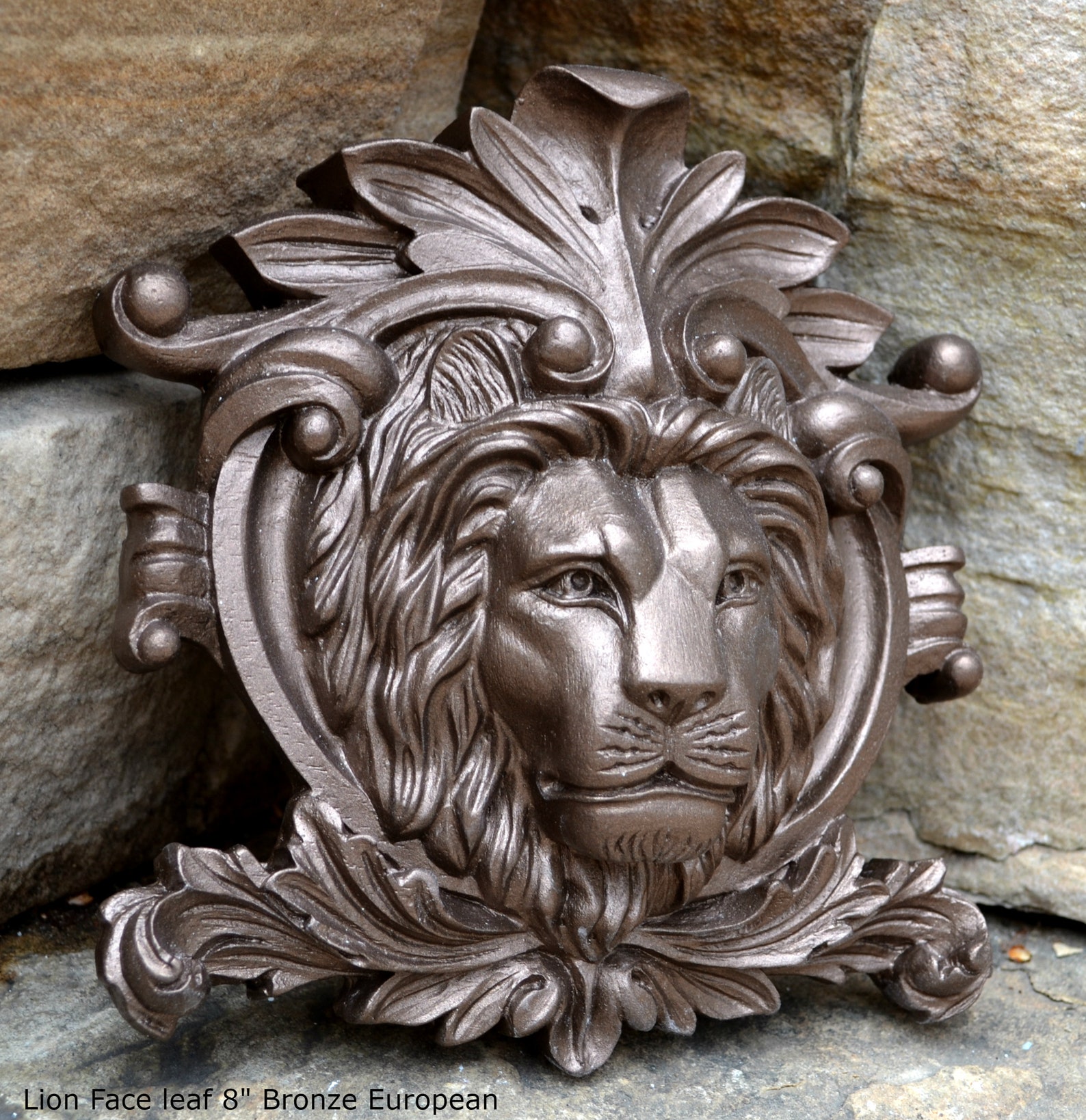 Animal Lion Face Leaf Plaque Fragment Relief Www.neo-mfg.com 8" Home ...