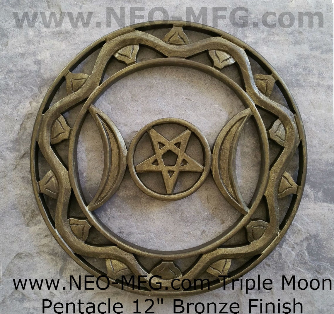 Celestial Triple Moon Pentacle Wall Sculpture Statue 12 | Etsy