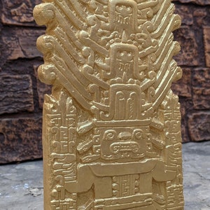 Incan Peruvian Stela Raimondi Chavín Sculptural Wall Relief Plaque 10 ...