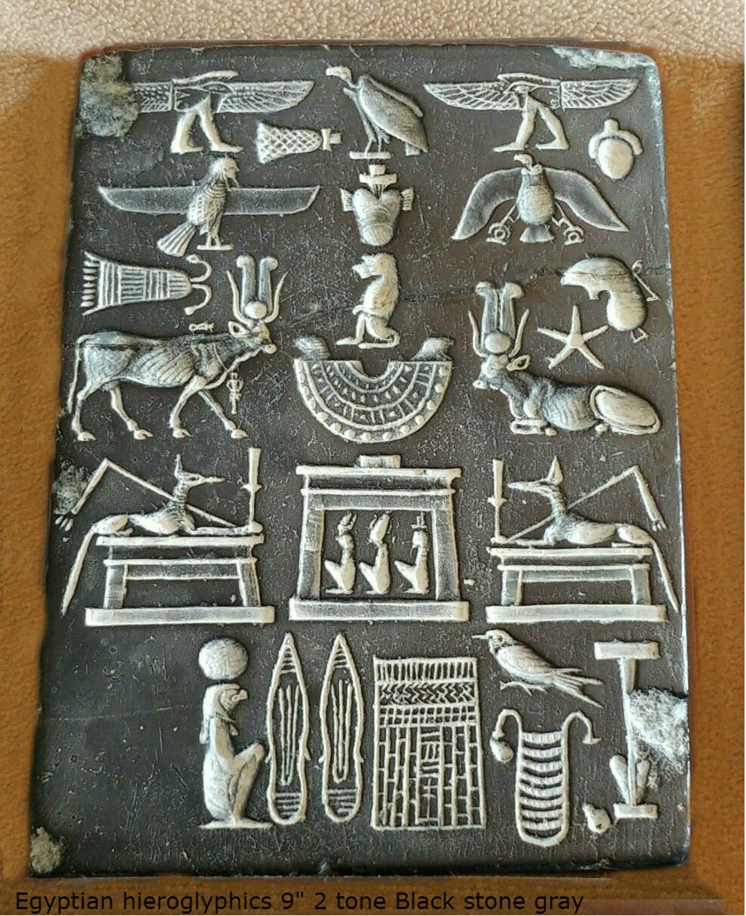 History Egyptian Hieroglyphics Fragment Sculptural Wall Relief Plaque ...