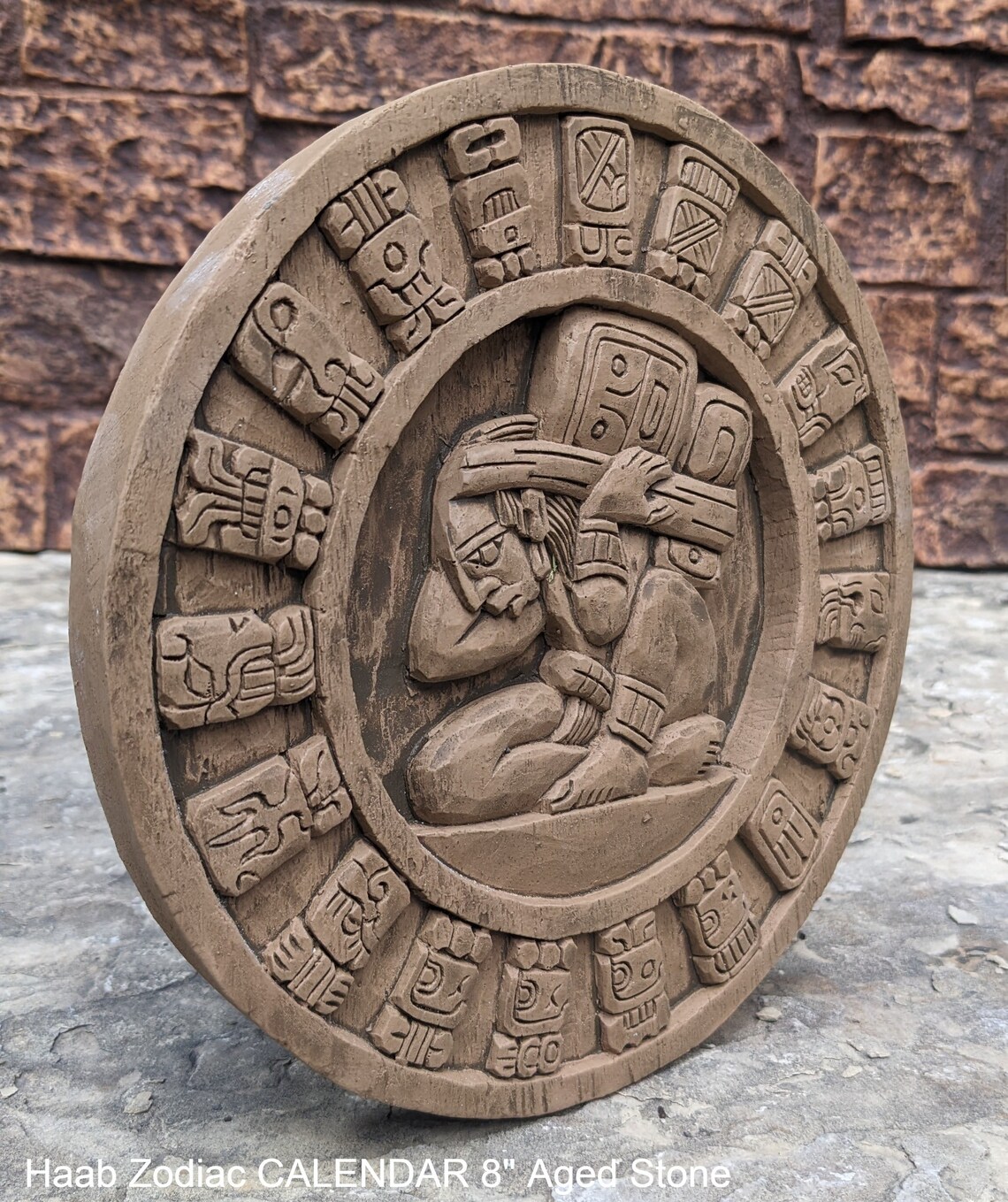 MAYAN AZTEC Haab Zodiac CALENDAR Sculptural Wall Relief Plaque 8" Www ...