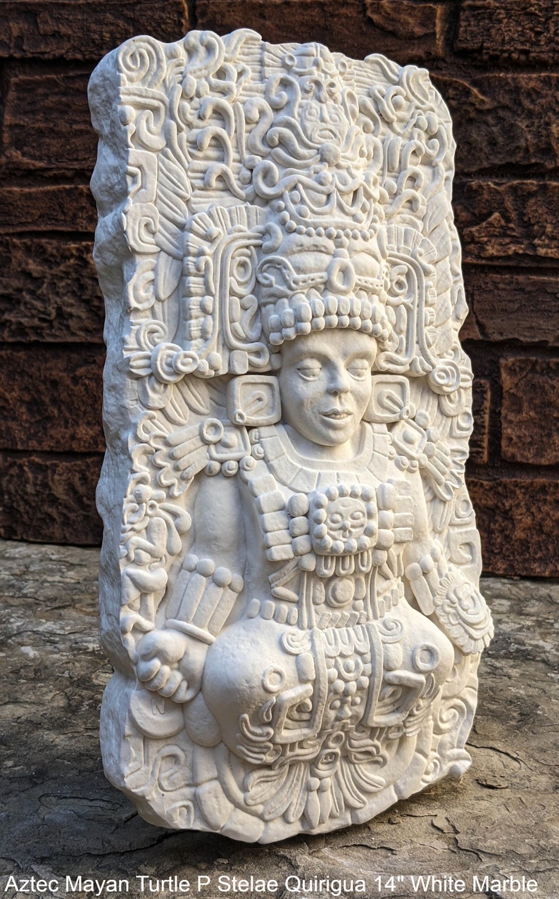 Aztec Mayan the Great Turtle P Stelae Quirigua 14" Wall Sculpture ...