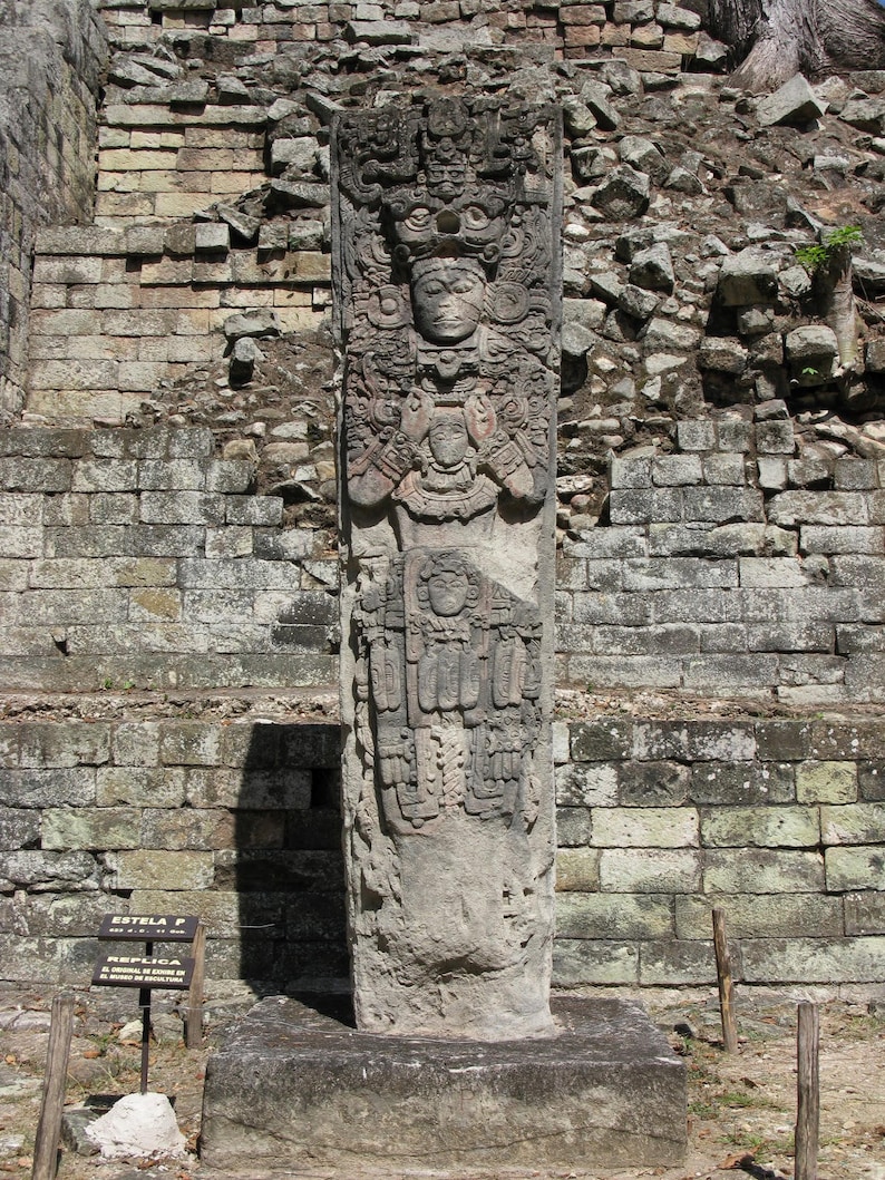 History Aztec Maya Stela P of Copan Artifact Carved Sun Stone | Etsy